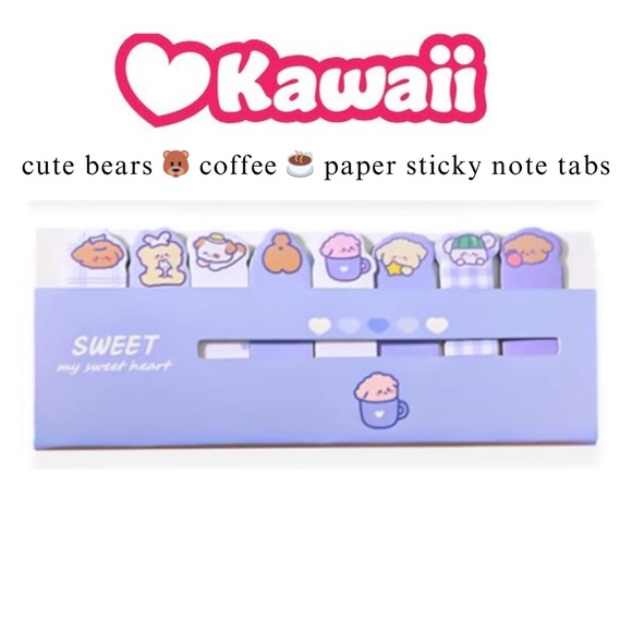 kawaii stationery | Office | Kawaii Purple Bears Coffee Sticky Note ...